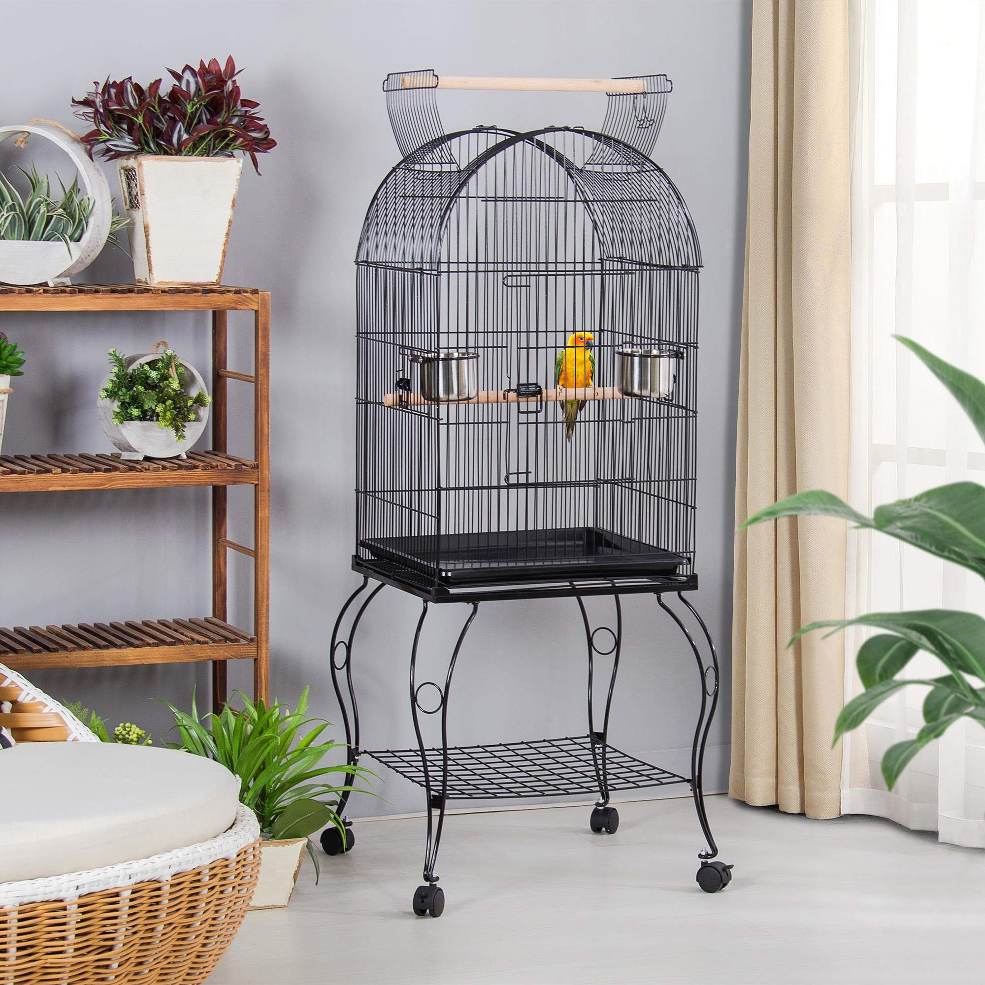 Mua Yaheetech 59-Inch Rolling Standing Medium Dome Open Top Bird Cage ...