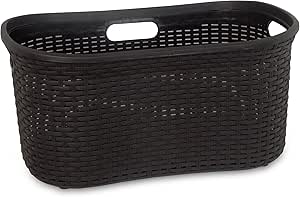 Amazon.com: Wicker Laundry Basket Plastic With Cutout Handles 50 Liter ...
