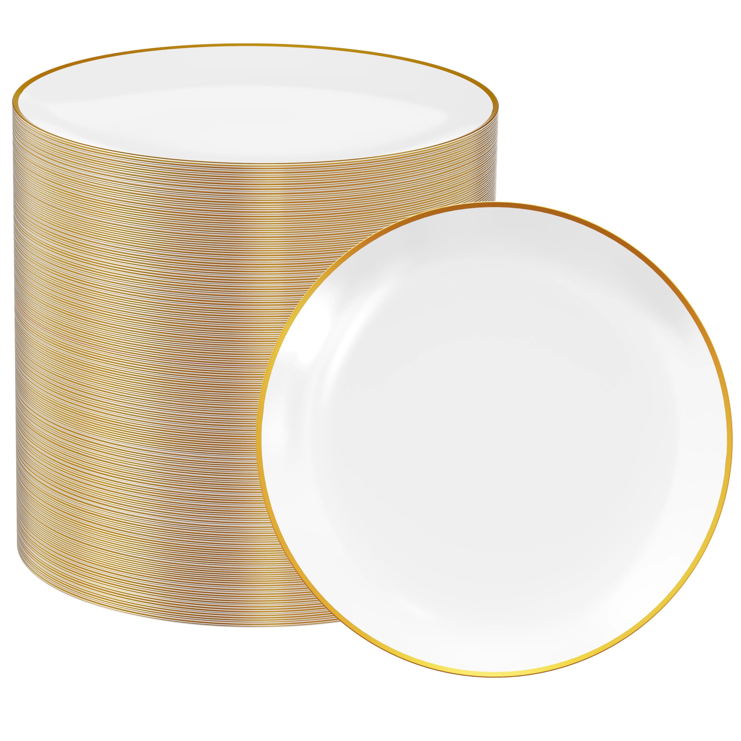 FOCUSLINE 100 Count Gold Plastic Plates 7 Inch, Disposable Heavy Duty ...