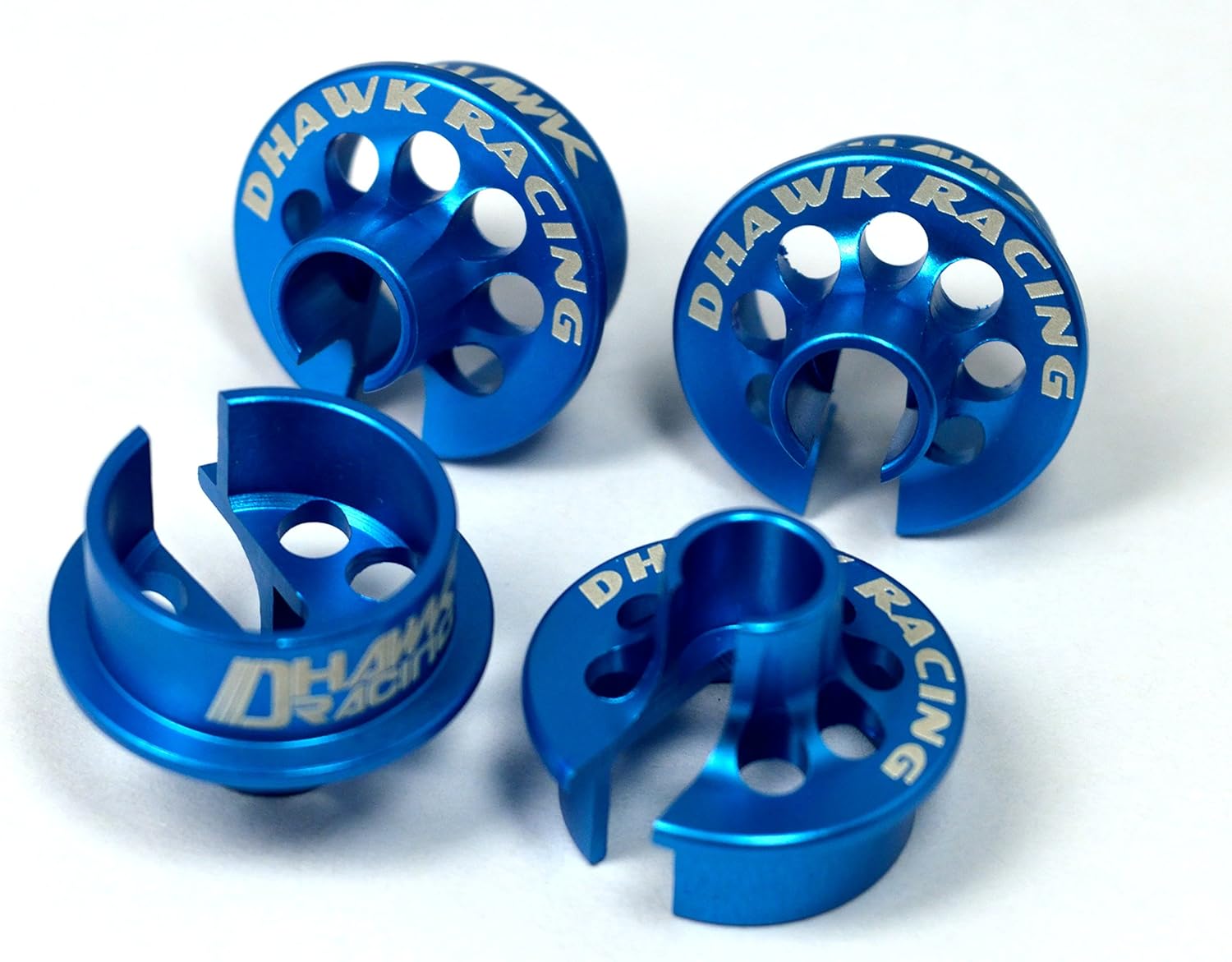 Amazon.com: Dhawk Racing Aluminum Shock Spring Cups +5 Offset (4) Blue ...