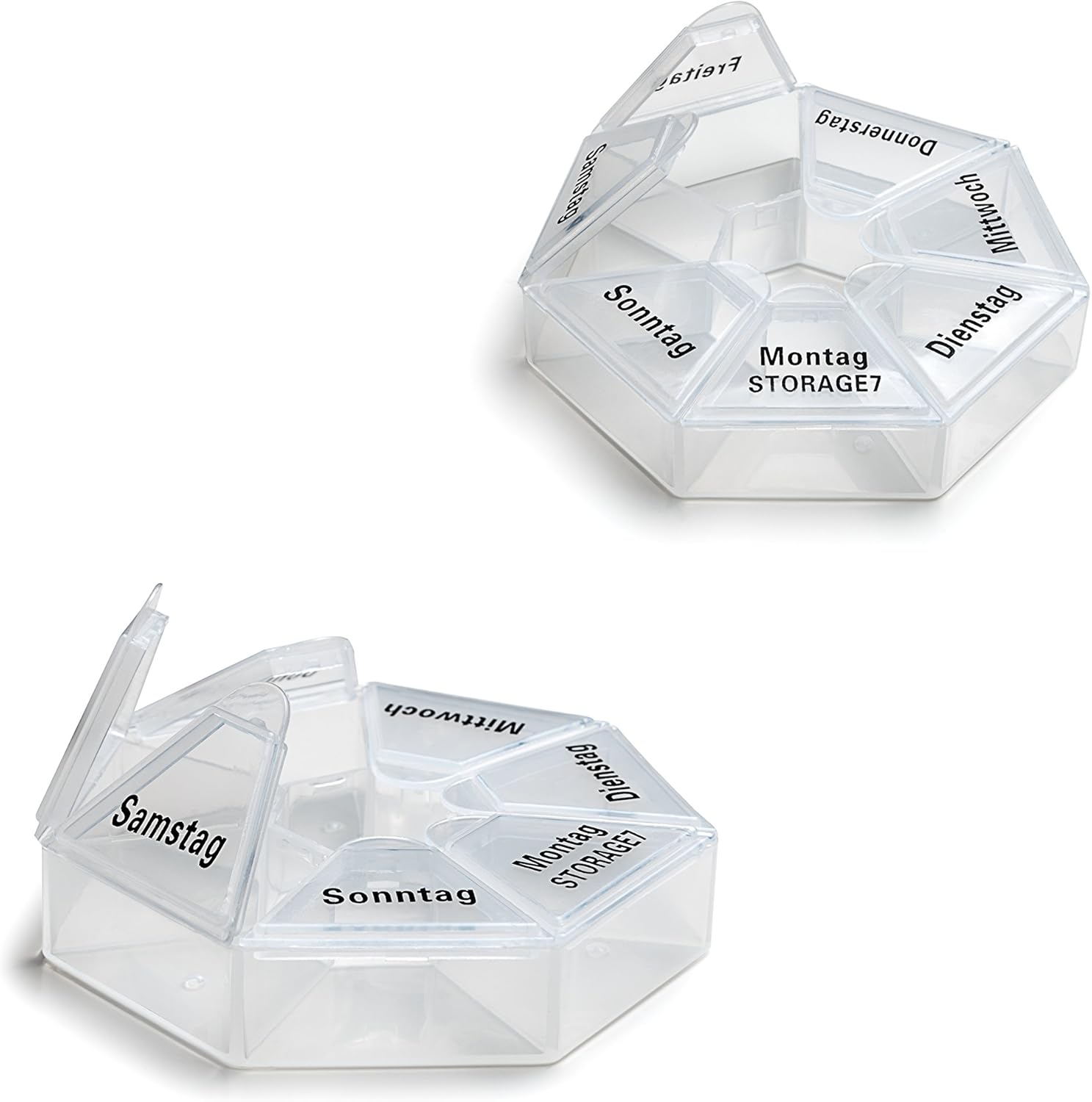 Storage7 Kompakte Tablettenbox, Pillenbox mit 7 Fächer für eine Woche ...