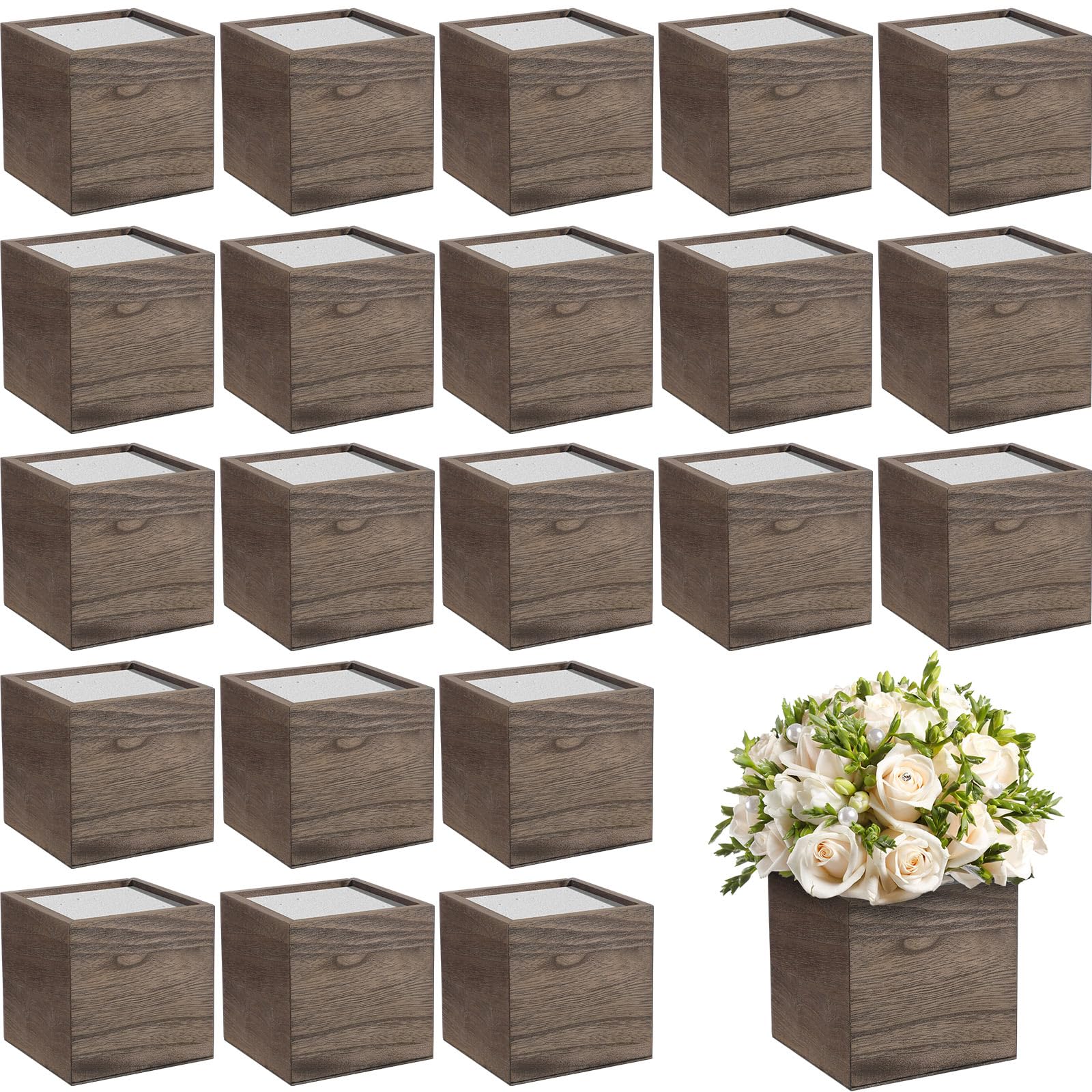 Suzile 24 Set Wooden Planter Box Square Wood Flower Box 4 Rustic Cube ...
