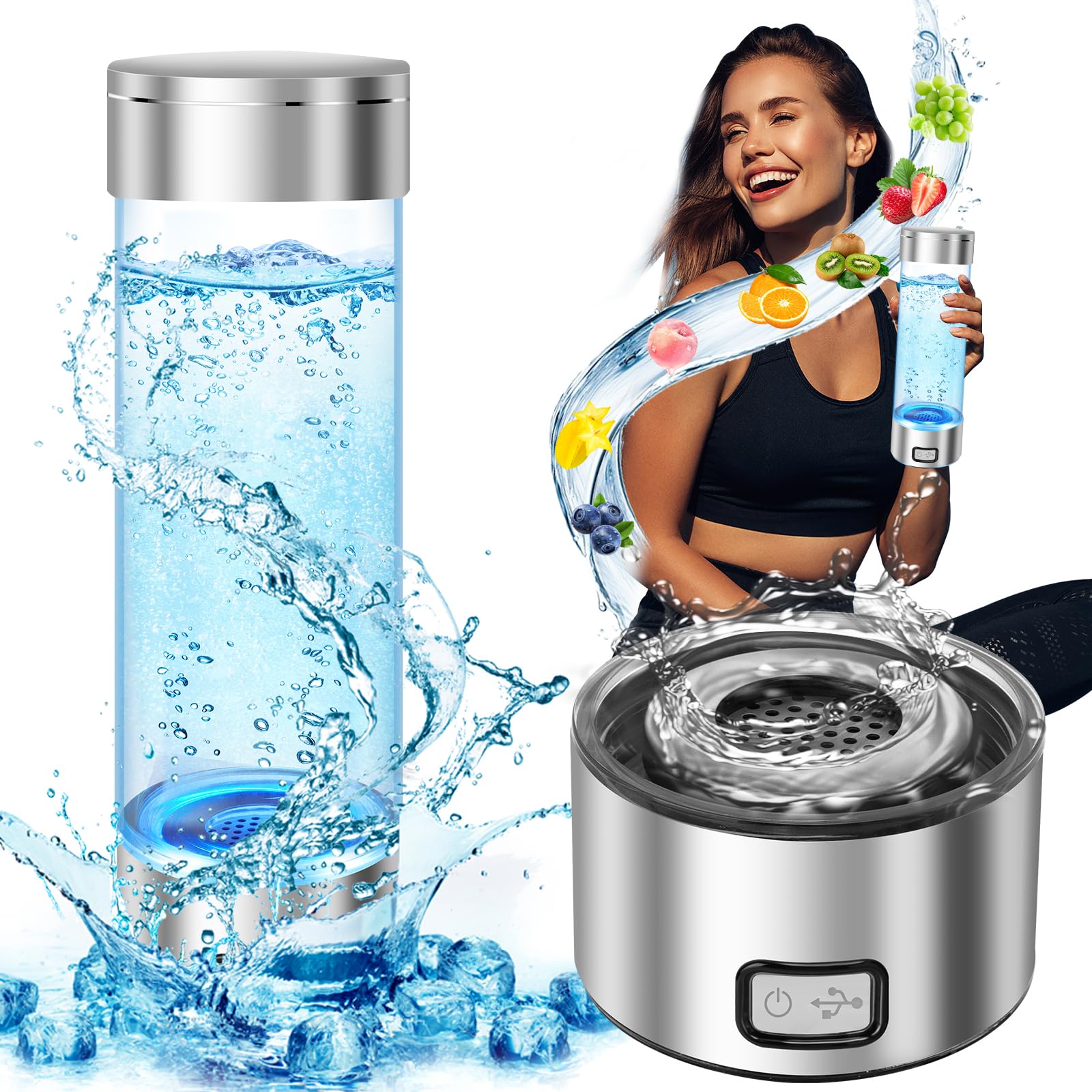 Mua 2024 Hydrogen Water Bottle, Portable Rechargeable Hydrogen Water Bottles Generator with SPE ...