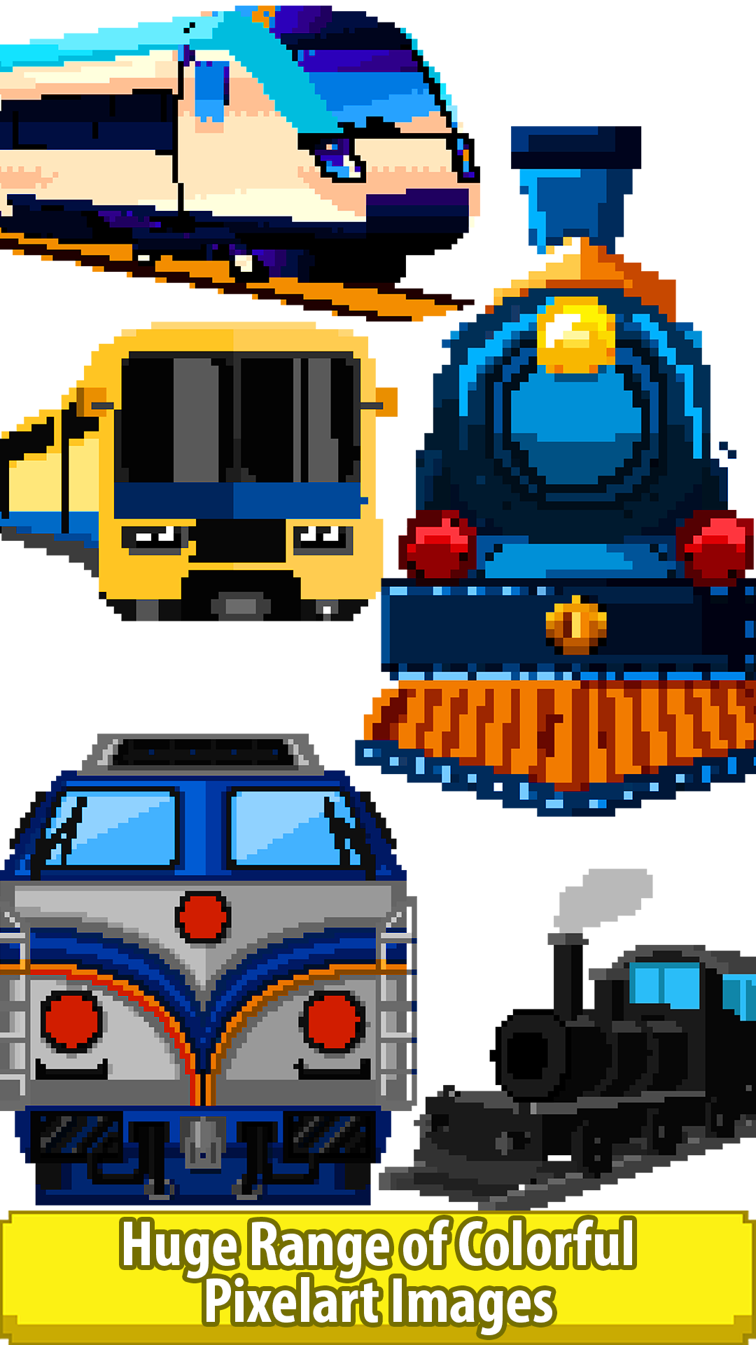 Trains Pixel Art - Paint by Number, Sandbox Coloring Pages:Amazon.com ...