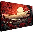 Amazon.com: Red and Black Mouse Pad Japanese Mouse Pad XL Black Anime ...