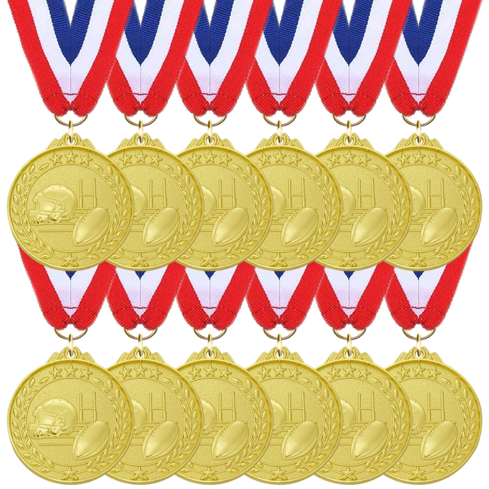 STHGDONA Football Medals for Award,12 Pack Metal Gold Medals with Neck ...