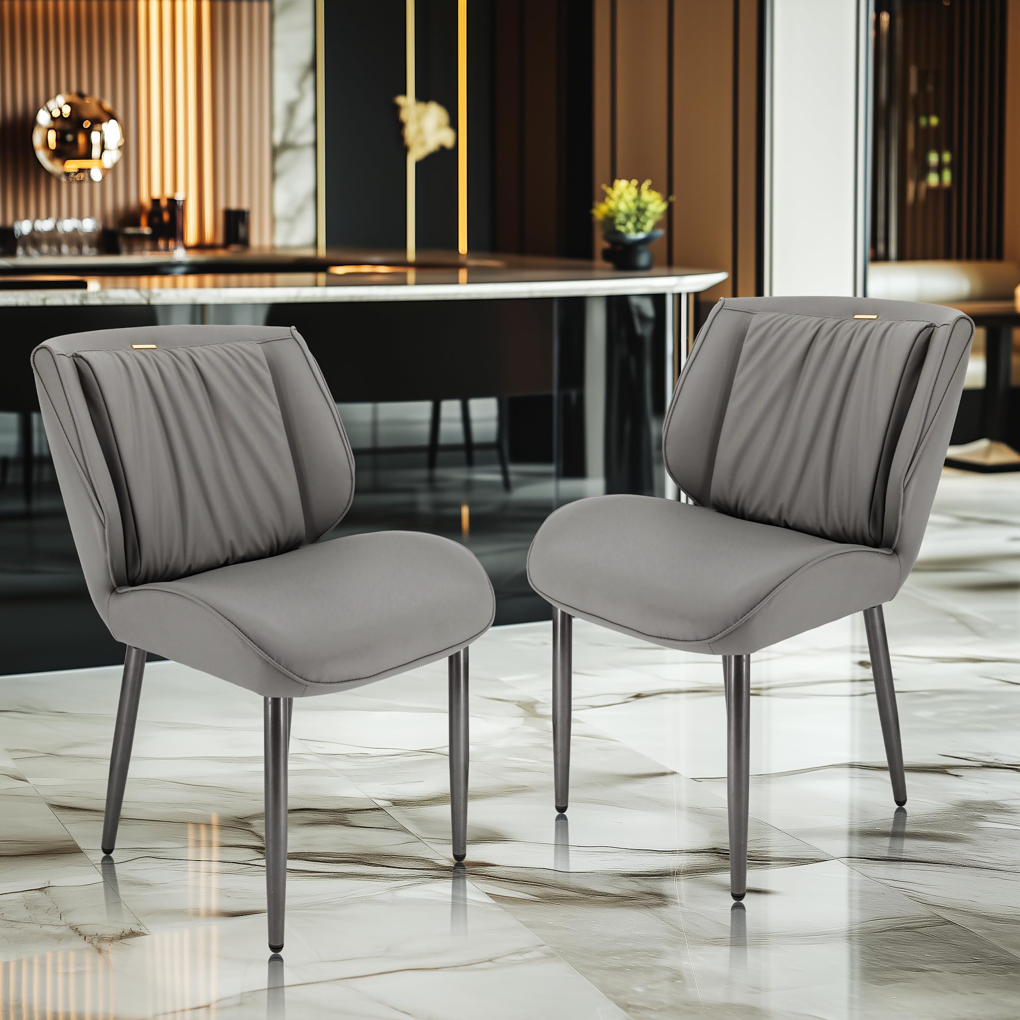 Wisfor Microfiber Leather Dining Room Chairs, Set of 2, Armless Accent ...