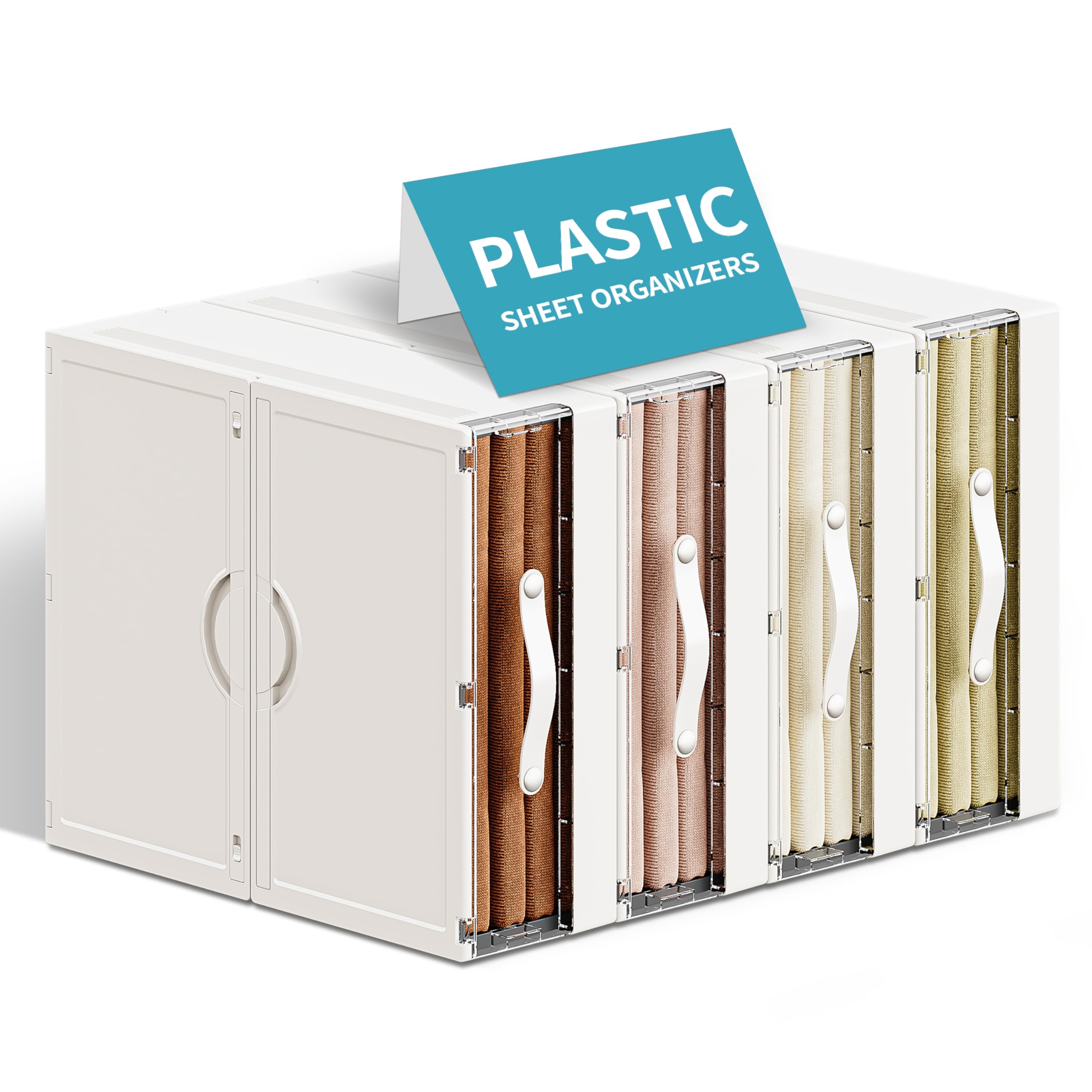 MSHOMELY Plastic Bed Sheet Organizers and Storage 4 Pack Sheet Storage ...