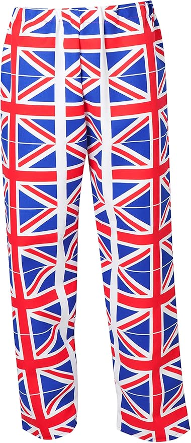 Men's Union Jack Designer Trousers with Belt Loops & Pockets: Amazon.co ...