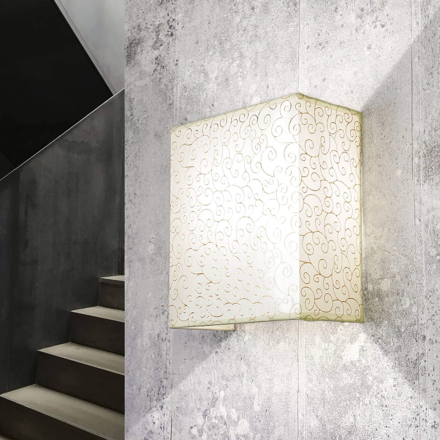 Square Wall Lamp Fabric Shade Loft Design Taupe Wall Light Bedroom ...