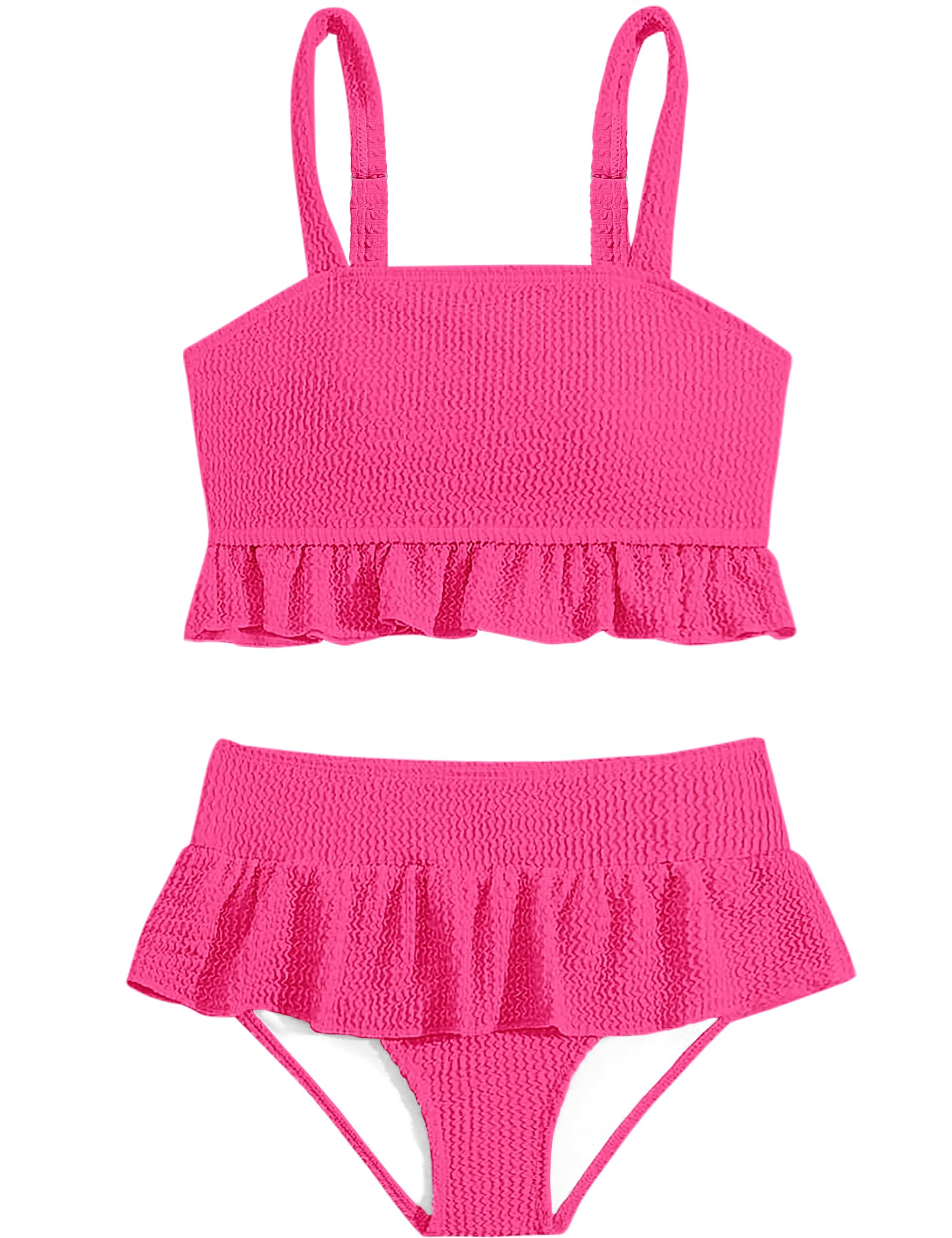MIGU Girls Bathing Suits Size 8-10 Girls Bikini Pink Adjustable Straps ...