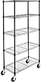AmazonBasics 5-Shelf Shelving Unit on Wheels - Chrome: Amazon.co.uk ...