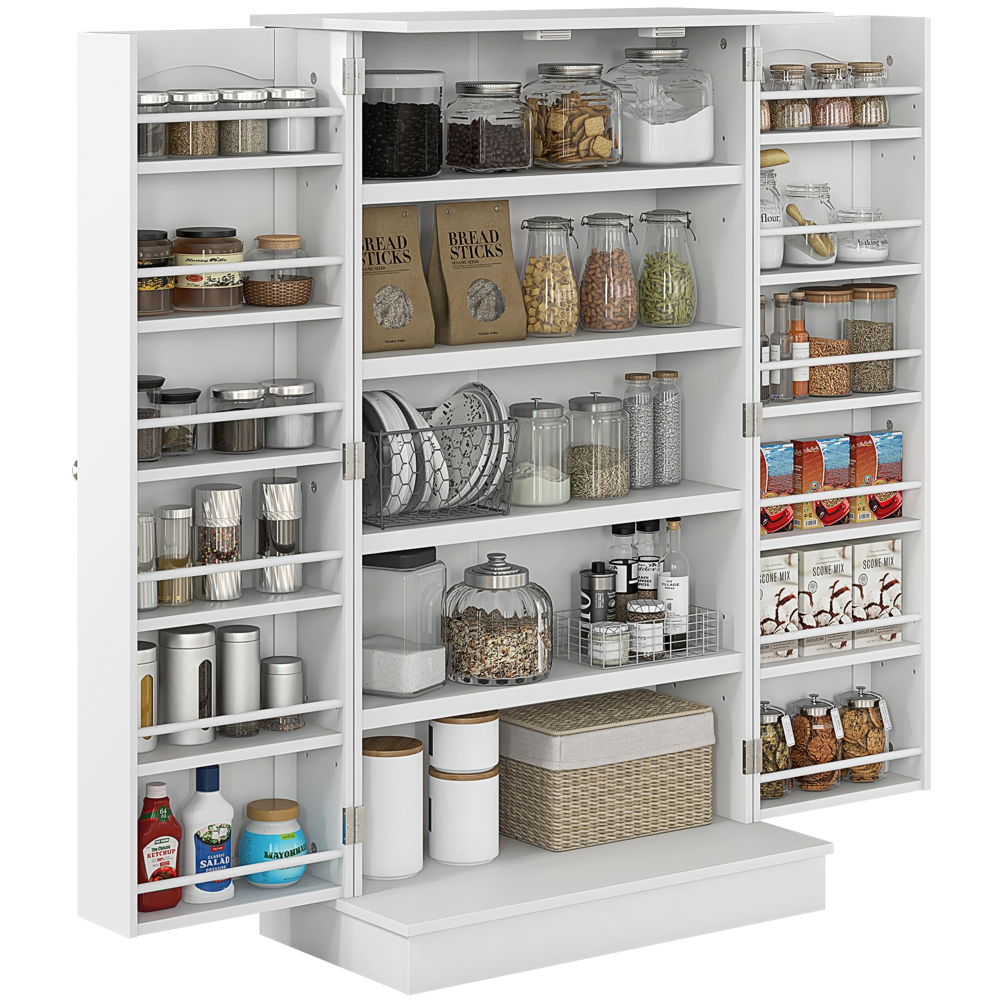 HOMCOM 41" Kitchen Pantry Storage Cabinet, Freestanding Kitchen Cabinet ...