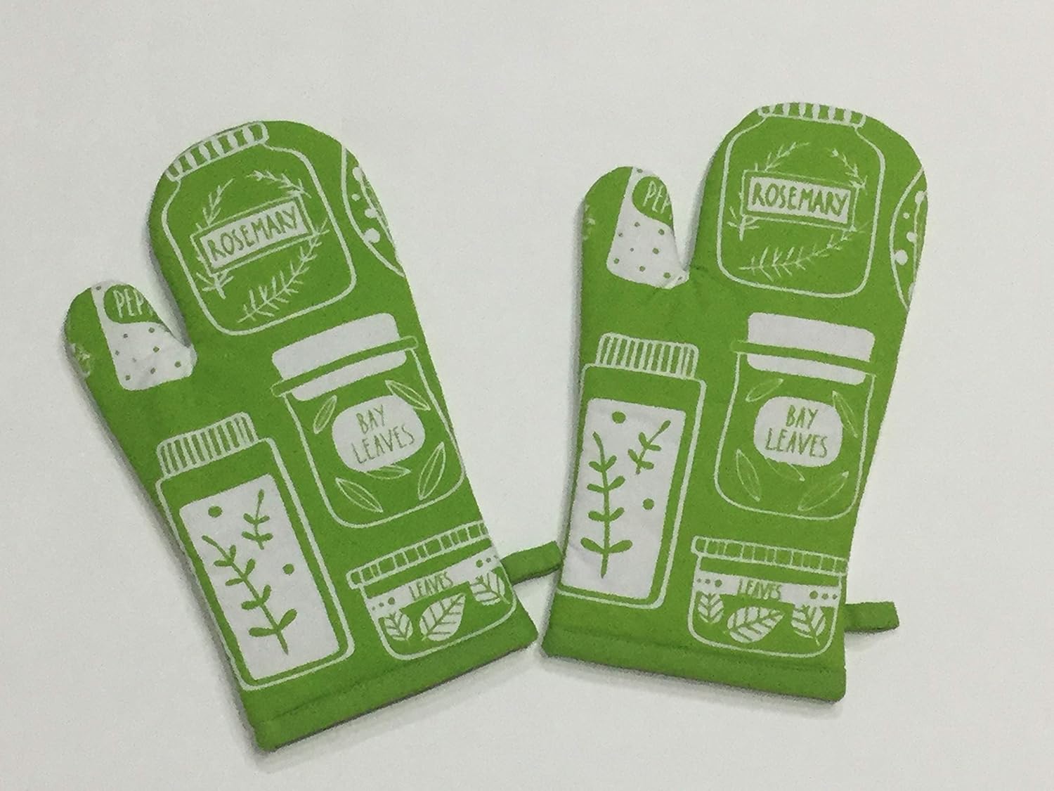 Lushomes Green Printed Oven Kitchen Mittens (Size 18 x 30 cms, Pack of ...