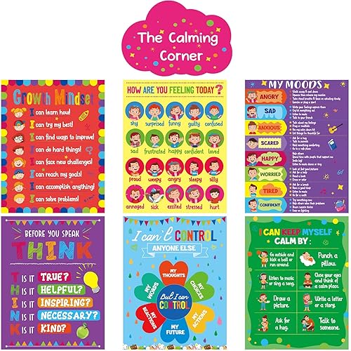 gisgfim 7 Pieces Feelings Posters Feelings Chart and Keep Calm Emotions ...