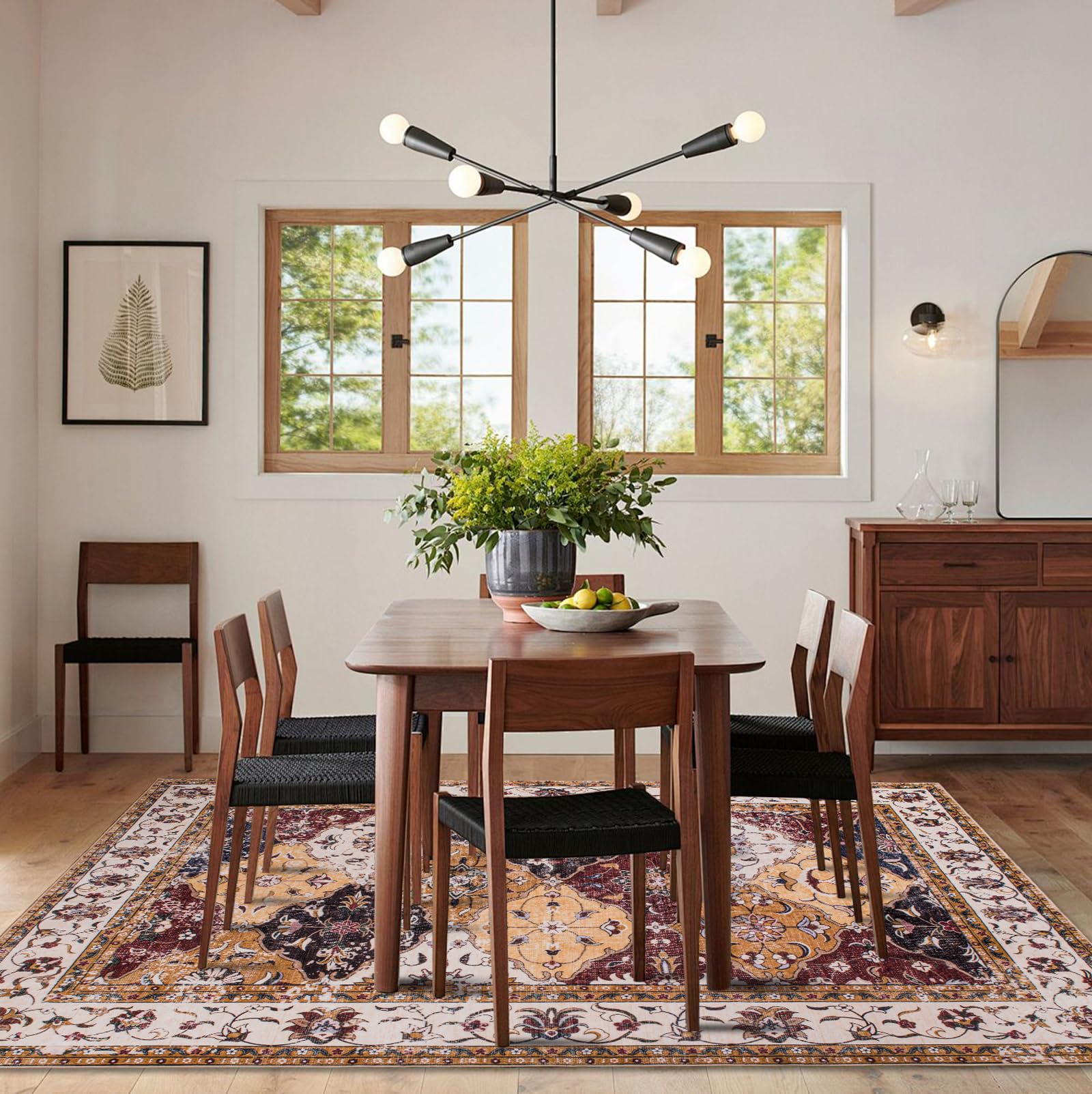 Sofrug 5x7 Area Rug, Brown Vintage Boho Rug, Honeycomb Non Slip Rugs ...