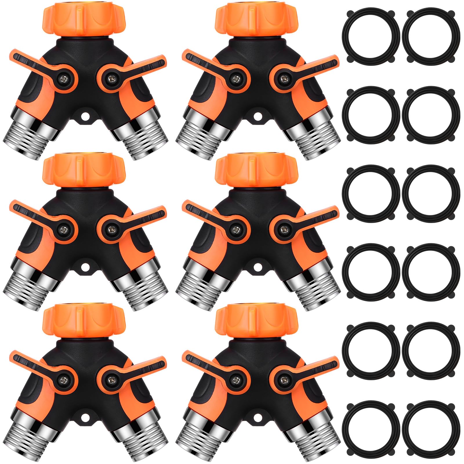 Gisafai 6 Pack Garden Hose Splitter 2 Way Heavy Duty Metal Water Hose ...