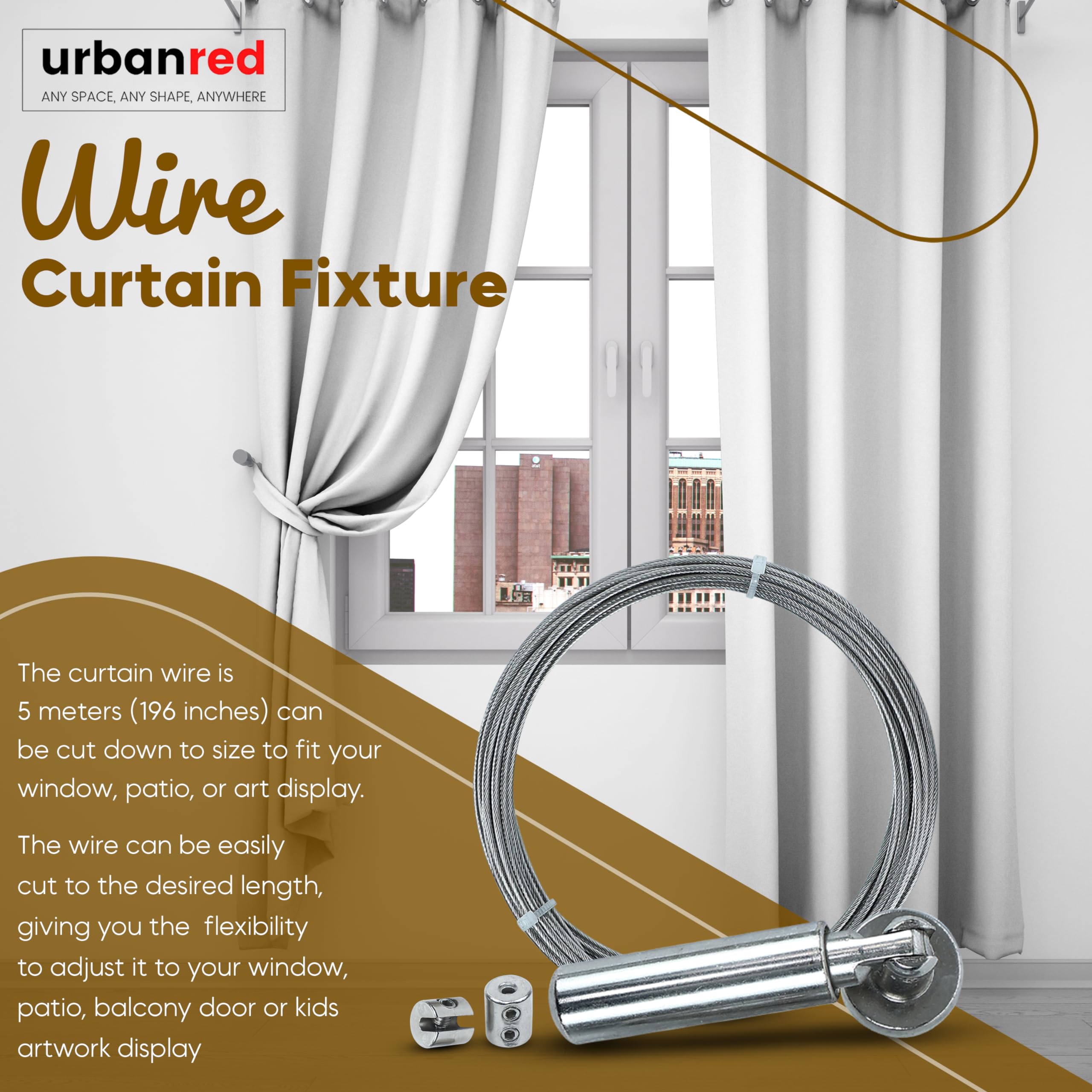 Mua 16.4ft Adjustable Indoor Outdoor Wire Curtain Rod Room Divider ...