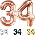 Amazon.com: Katchon, Giant Rose Gold Number 34 Balloons - 40 Inch | 34 ...