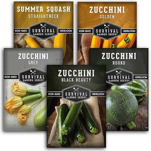 Survival Garden Seeds Zucchini & Squash Collection Seed Vault - Non-GMO ...