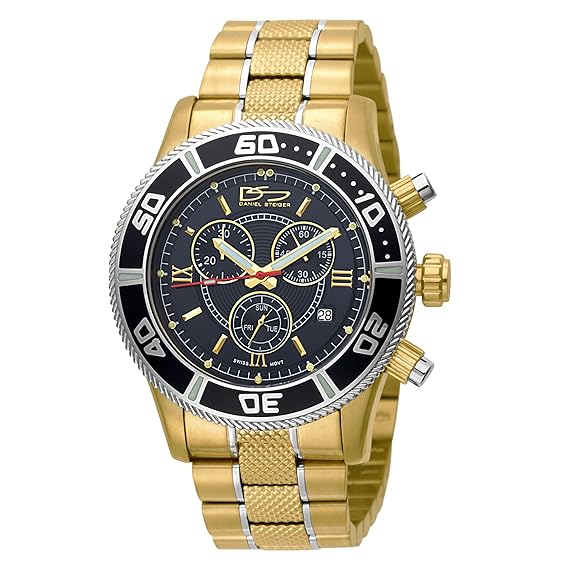 Daniel Steiger Men's 2088-M Eclipse Swiss Quartz Chronograph Gold Watch ...