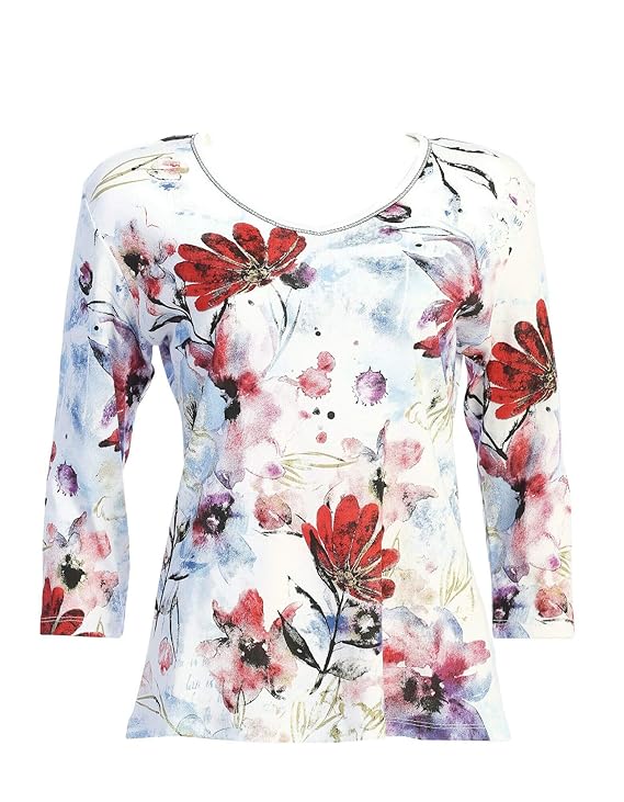 Buy Jess & Jane Women's Bella Cotton Tee Shirt Top (Medium, White) at ...