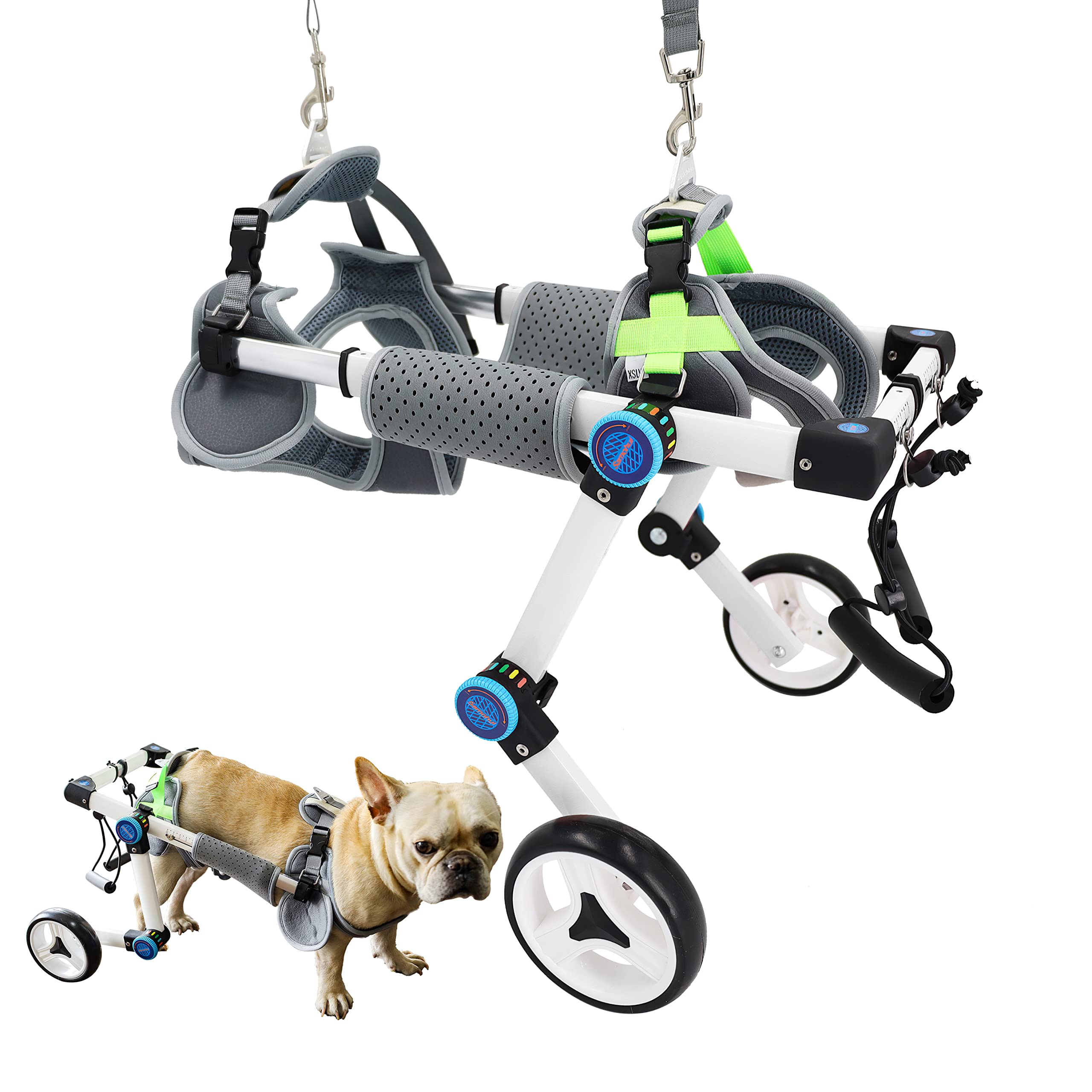 HobeyHove Fordable Dog Wheelchair, Adjustable Pet Wheelchair for Back ...