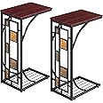 Amazon.com: Yaheetech C Shaped End Table Set of 2 Sofa Side Tables for Living Room, Couch Tables ...