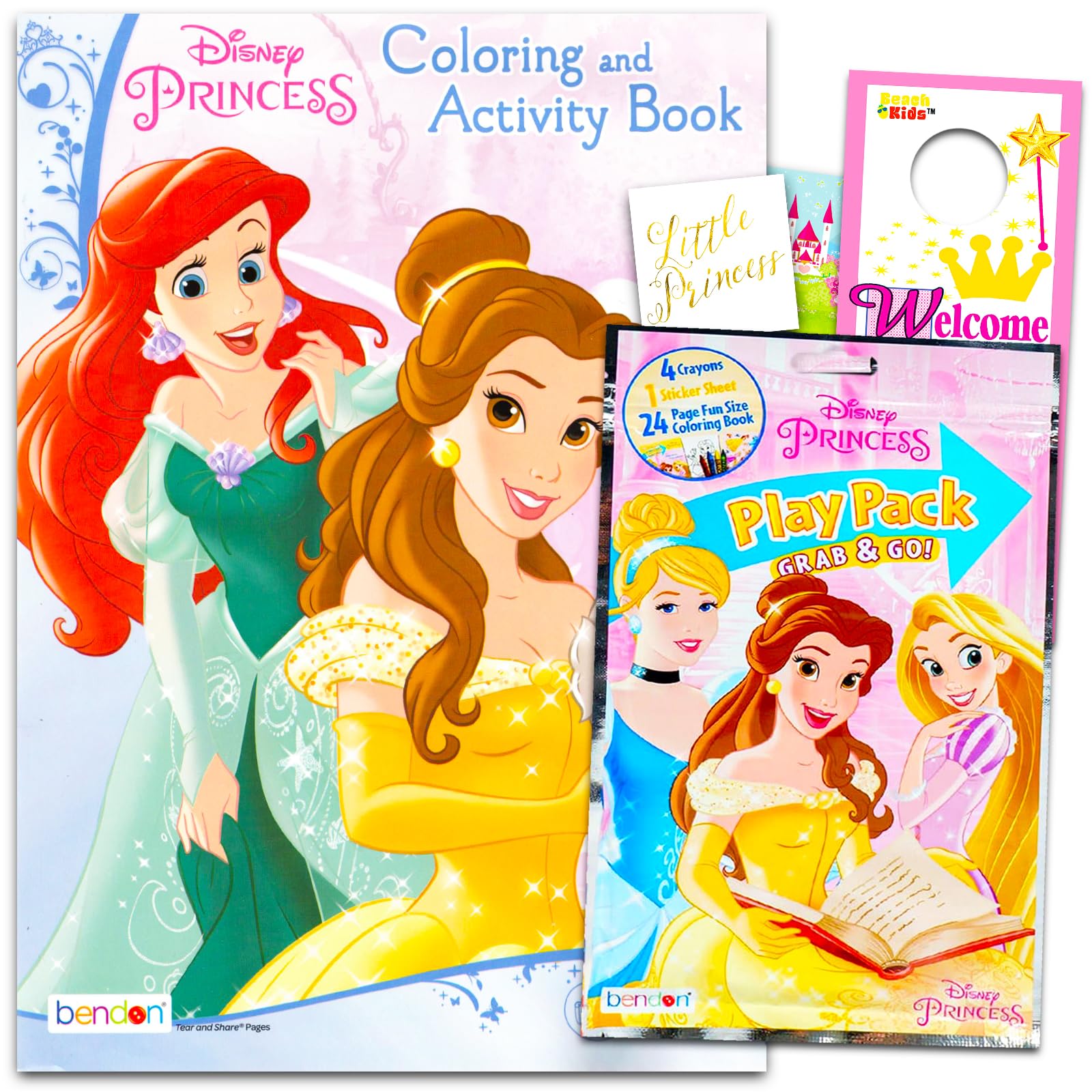 Disney Princess Coloring Book Set - Bundle of Ariel and Belle Coloring ...