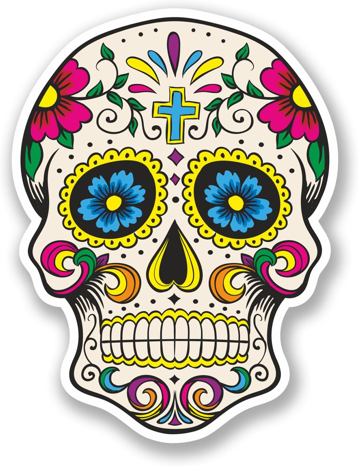 2 X Sugar Skull Vinyl Sticker Decal Mexican Spanish Mexico Day Of The 