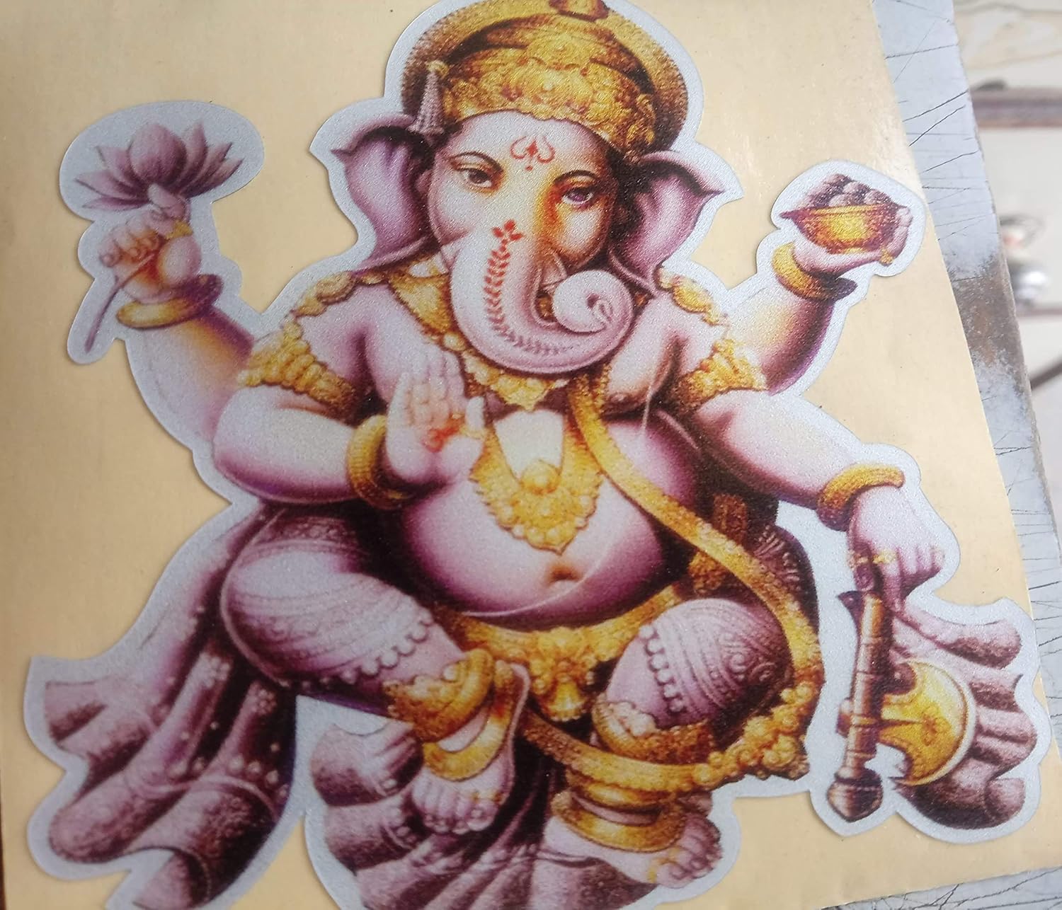 Ganpati Colorful Radium Sticker Size (3.5 inch x 4 inch) (Water Proof ...