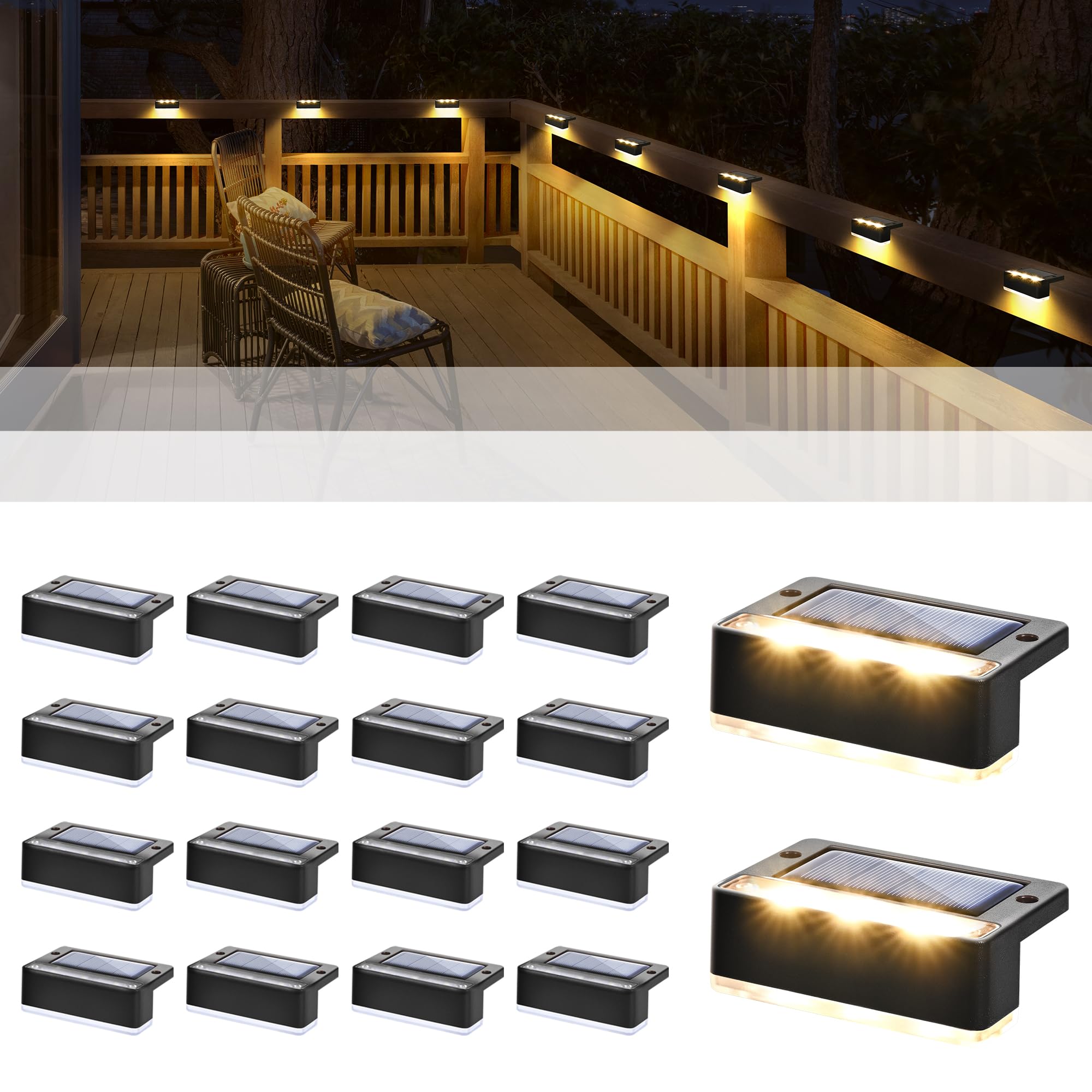 SOLPEX Solar Fence Lights, 6 LEDs Solar Lights Outdoor Waterproof Solar ...
