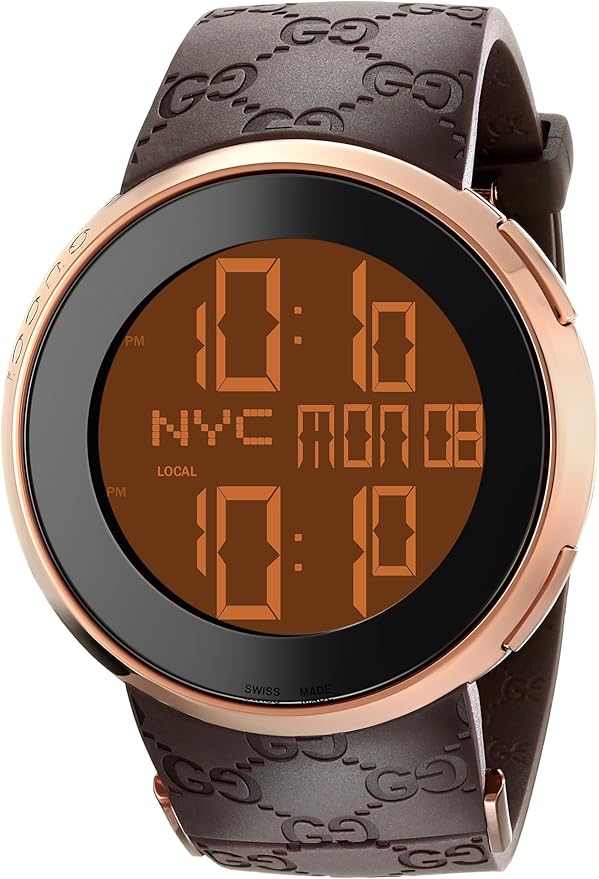 Reloj Gucci para Hombre con Marrón Digital Y Marrón Caucho YA114209 ...