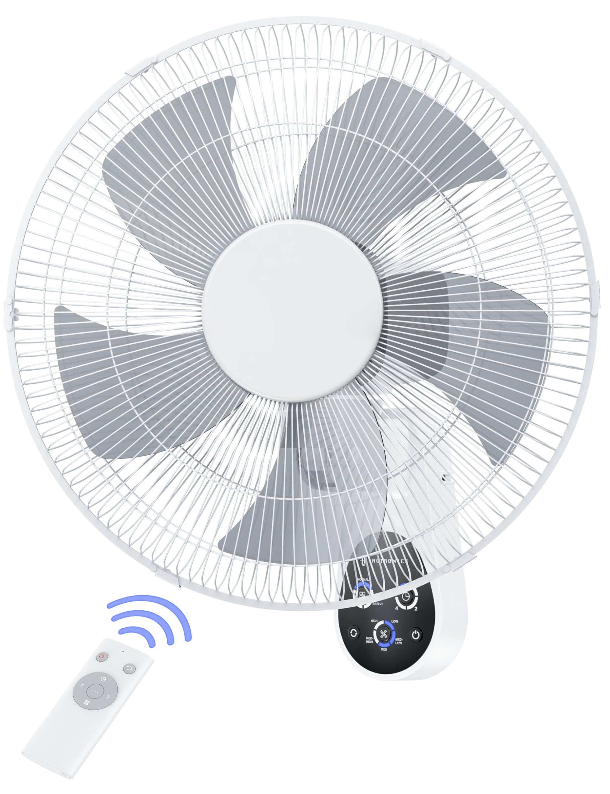 Mirdred Wall Mount Fan, 16 Inch 5 Blades 5 Speeds Wall Fan with Remote ...