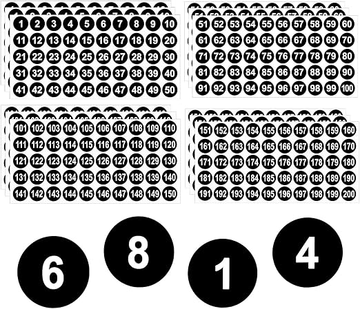 AUXSOUL 3 Roll Number Sticker Black PVC Consecutive Number Stickers 1 ...