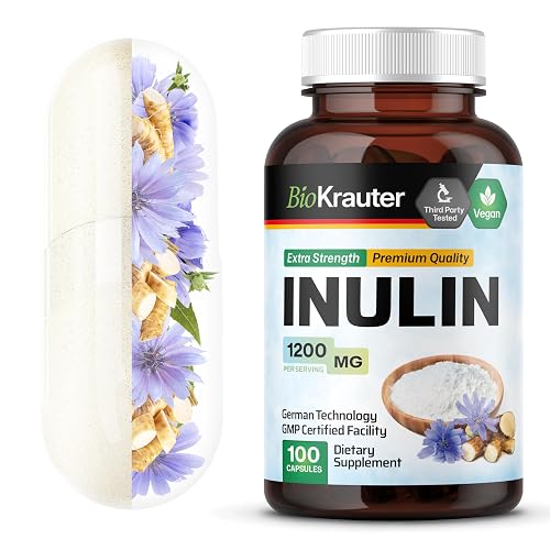 BIO KRAUTER Inulin Powder Capsules - 1200 mg Strength - 100 Count ...