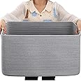 Amazon.com: OIAHOMY 75L Large Blanket Basket, Woven Blanket Storage Basket with Handle, Cotton ...