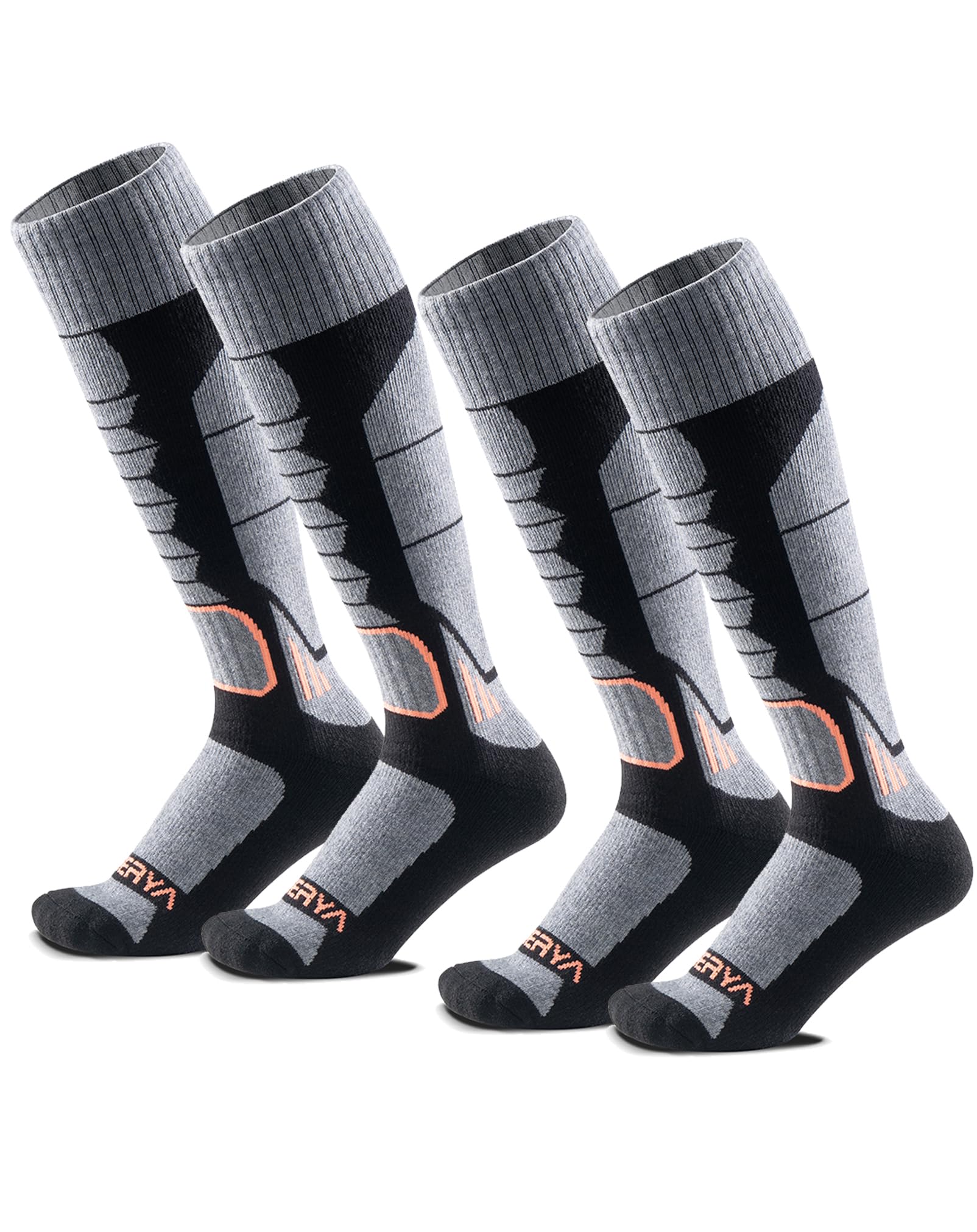 WEIERYA Ski Sock Merino Wool Ski Socks Mens Womens Skiing & Snowboarding Socks, Over The Calf ...