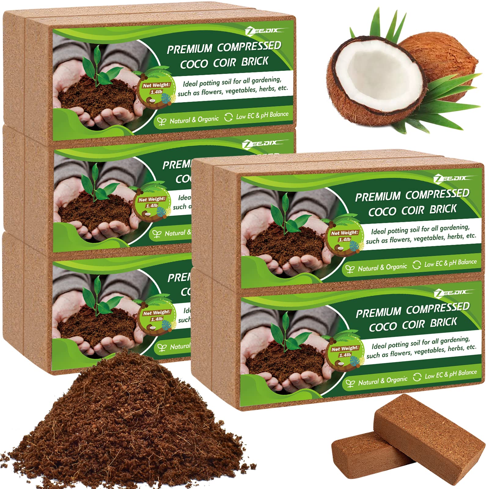 Mua Premium Coco Coir Brick-10 Pack,24Gallons Coconut Coir Potting Soil ...