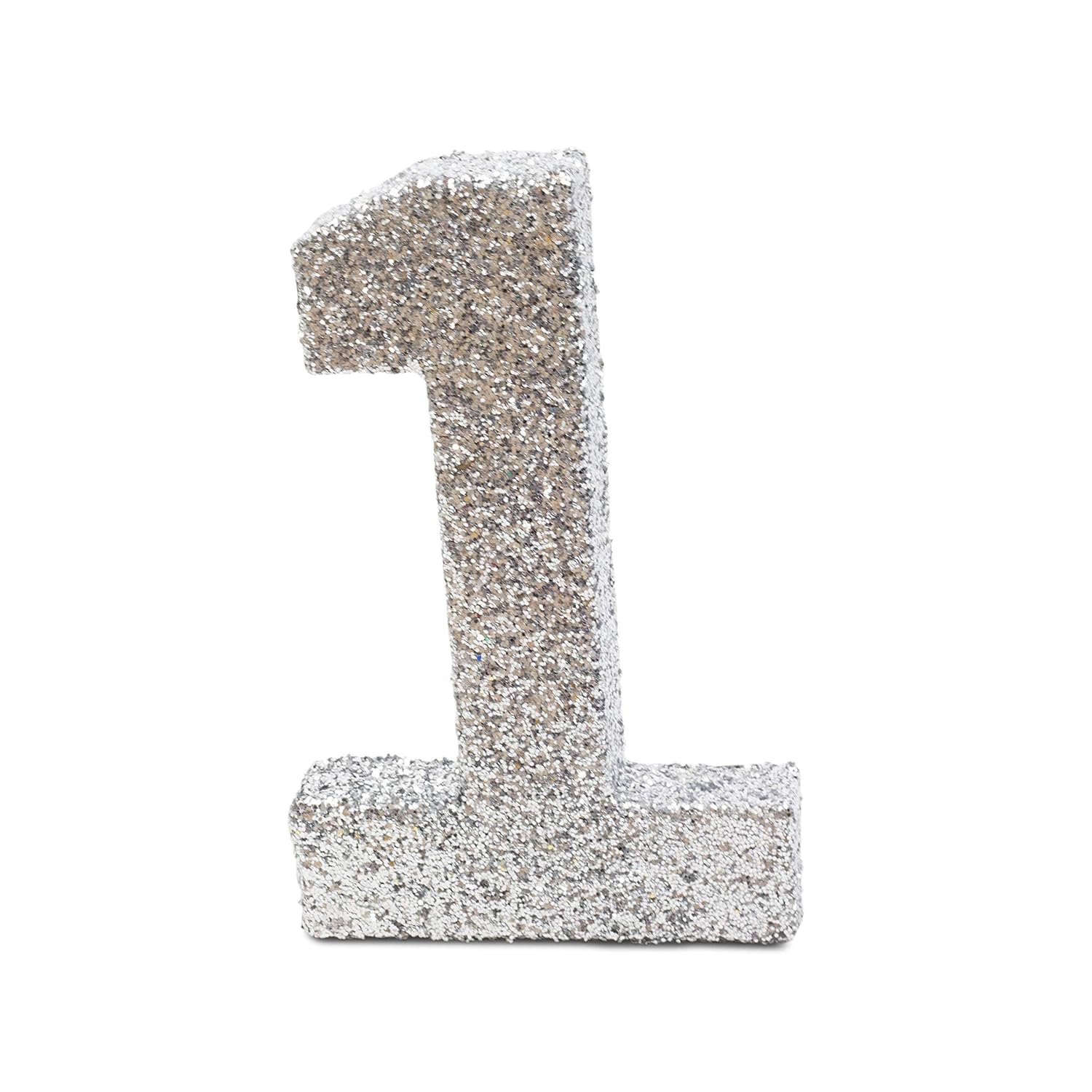 Amazon.com: 8" Silver Coarse Glitter Number 1 Prop: Handmade