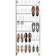 MyGift Wall Mounted Black Metal 36 Hook Shoe Rack / 18 Pair Entryway ...