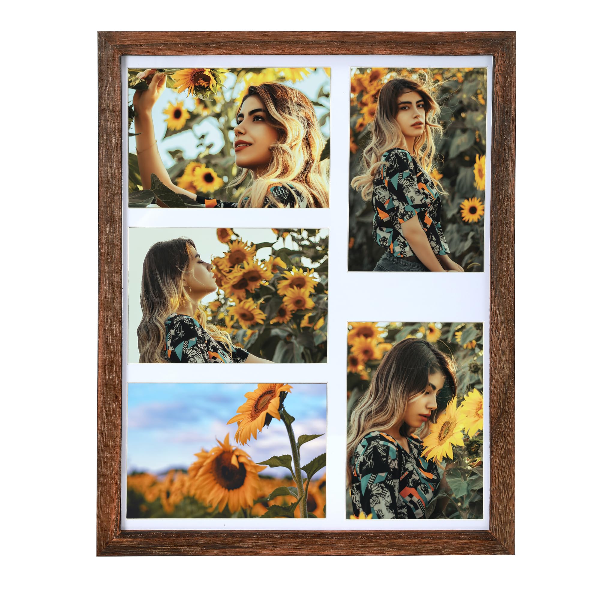 Hanstre Picture Frames Collage Wall Decor, Brown Wood Collage Picture ...