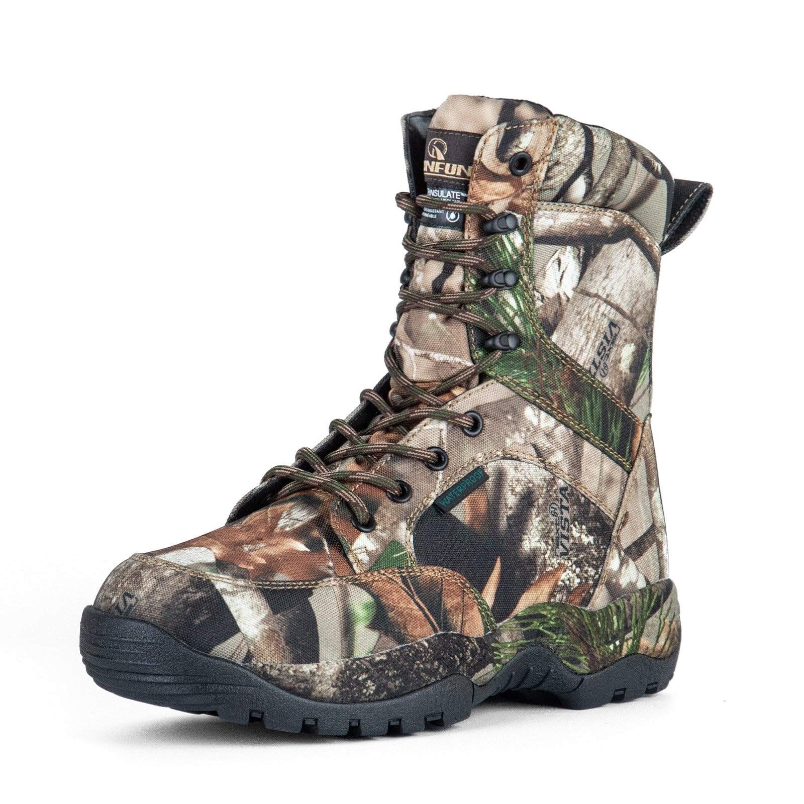 R RUNFUN Men's 8" Waterproof Hunting Boots Lightweight Insulated Camo ...
