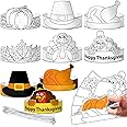 Amazon.com: Whaline 24 Pack Thanksgiving Coloring Crowns with Elastic ...