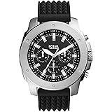 Amazon.com: Fossil Men's Machine Quartz Stainless Steel and Silicone ...