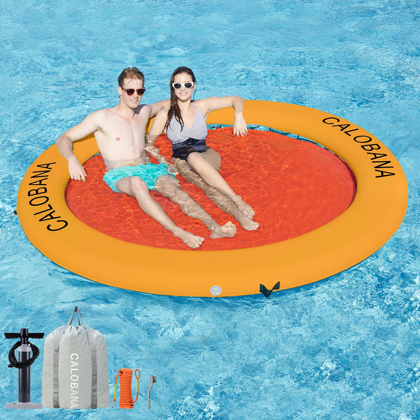 CALOBANA 8ft Heavy Duty Floating Ring, Round Inflatable Dock Water ...