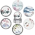 Amazon.com: Drink Coasters Set of 6 with Holder,Japanese Cherry Blossom ...