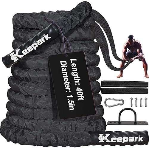 Battle Ropes for Home Gym Exercise: 1.5 Inch Diameter 40FT Length ...