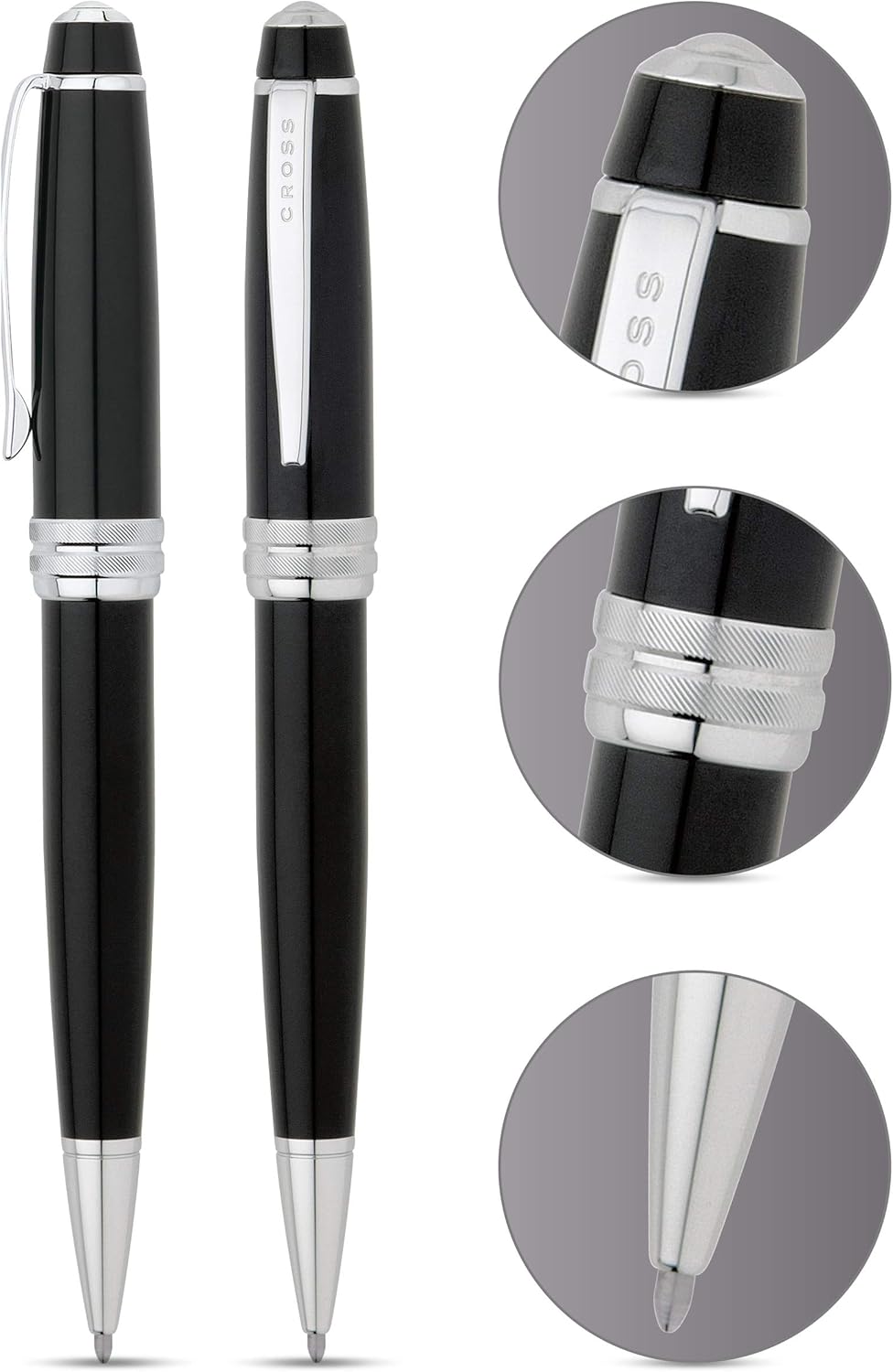 Cross Bailey Black Lacquer w/Polished Chrome Appointments Ballpoint Pen ...
