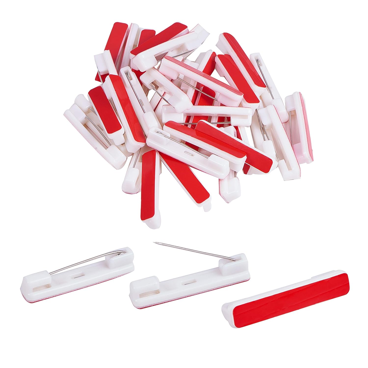 PandaHall Elite 120 pcs Plastic Safety Pins with Adhesive Brooch Base ...
